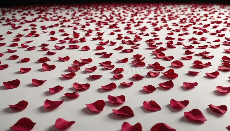 Red Rose Petals are Scattered on a White Surface, Creating a Romantic ...