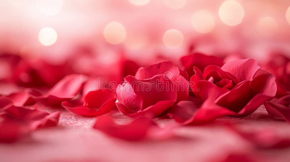 Red Rose Petals with Soft Bokeh Lighting Stock Illustration ...