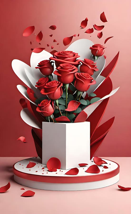 Red Rose Podium Display stock illustration. Illustration of roses ...