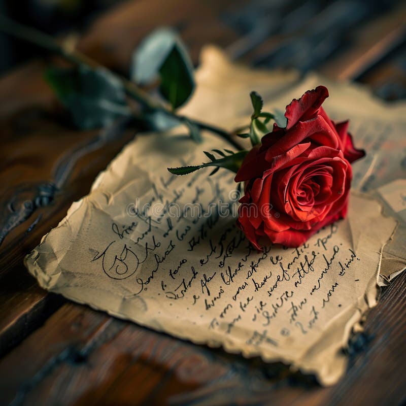Red Rose Resting Antique Letter Stock Photos - Free & Royalty-Free ...