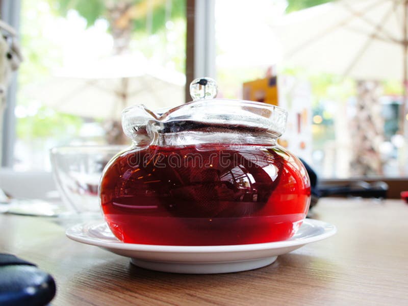 Red Rose Scented Tea in a Teapot. Stock Image - Image of scented ...