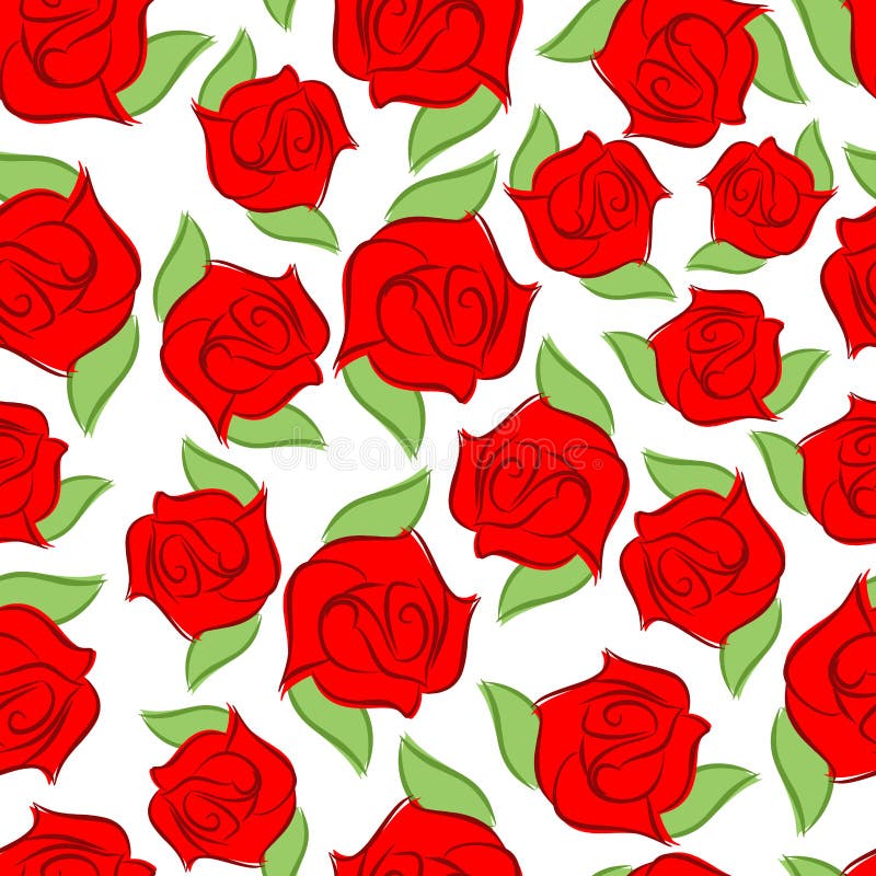 Red Rose Seamless Pattern. Texture Flower Stock Vector - Illustration ...