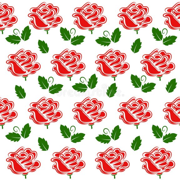 Red Rose Seamless Pattern Vector Background Stock Vector - Illustration ...