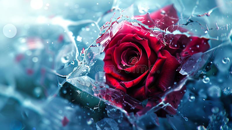 A Red Rose is Seen through the Water Stock Image - Image of droplet ...