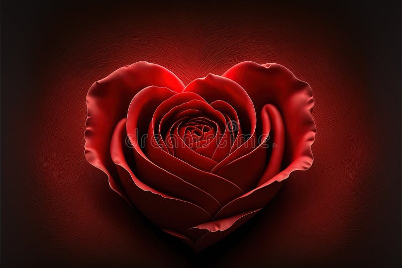 Red Rose in the Shape of a Heart Valentines Day. Generative AI Stock ...