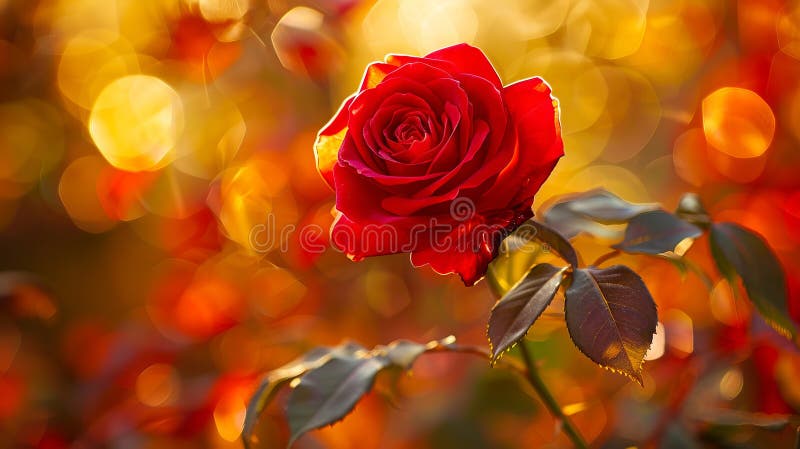 A Red Rose is Shown in the Sunlight Stock Photo - Image of hybrid ...