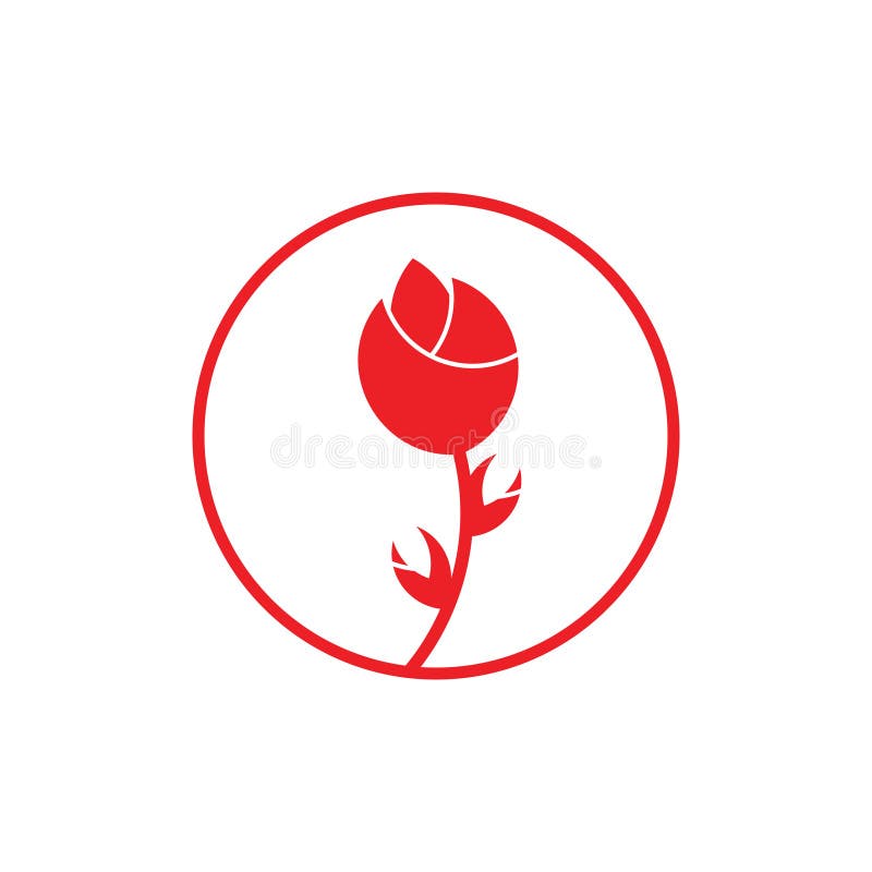 Red Rose Simple Circle Decoration Logo Vector Stock Vector ...