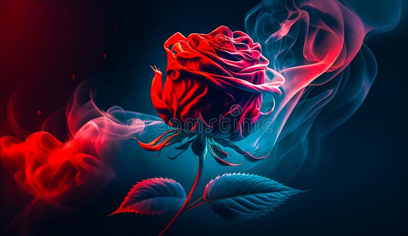 Red Rose with Smoke Coming Out of it. Generative AI Stock Illustration ...
