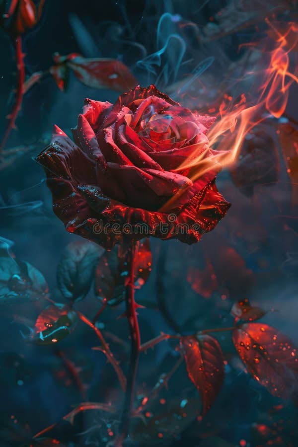 A Red Rose with Smoke Rising from it, Suitable for Various Concepts and ...