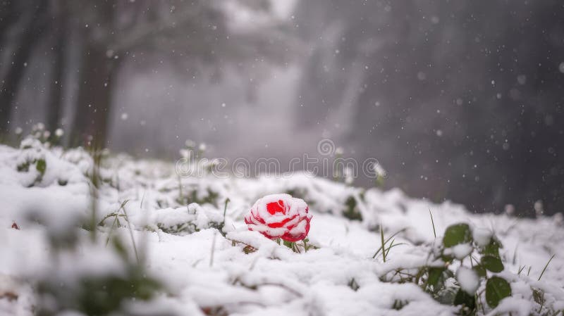 Red rose is in the snow stock illustration. Illustration of freeze ...