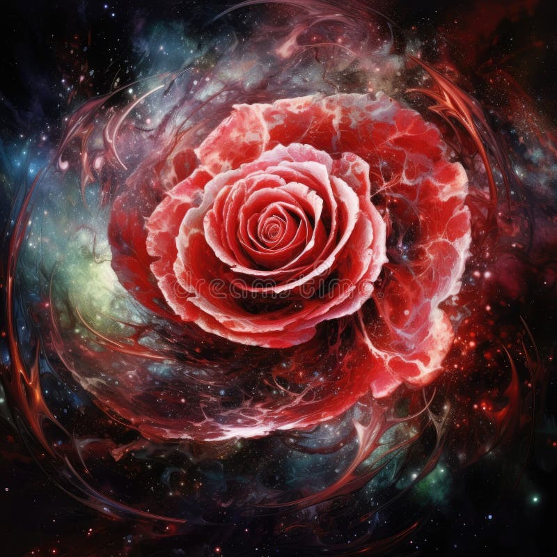 A red rose in space stock illustration. Illustration of cosmic - 291989258