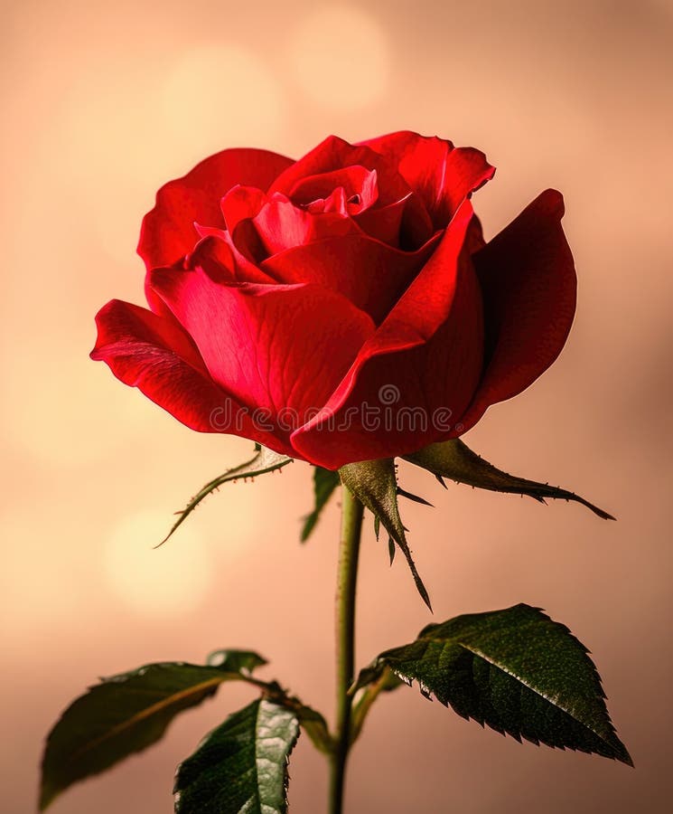 A Red Rose is Standing Alone in a Field Stock Photo - Image of alone ...