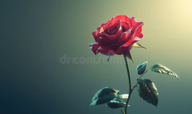 A Red Rose is Standing Alone in a Field Stock Image - Image of ...