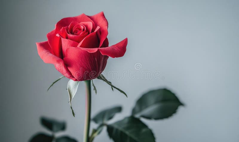 A Red Rose is Standing Alone in a Vase Stock Photo - Image of alone ...