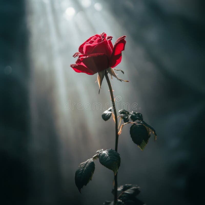 A Red Rose is Standing in the Sunlight Stock Illustration ...