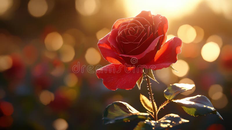 Red rose in sunset light stock illustration. Illustration of romantic ...