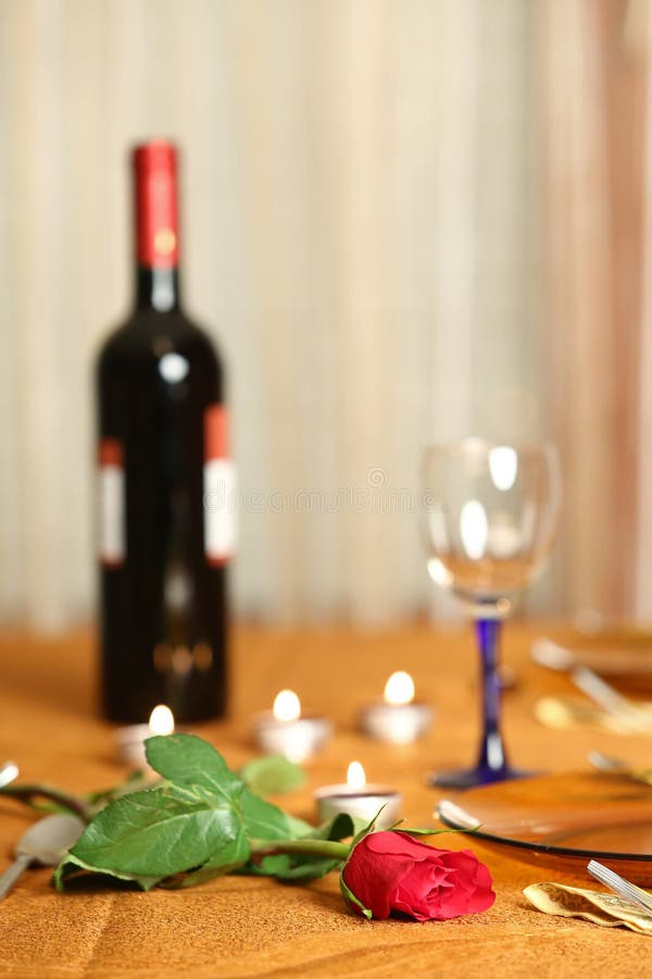 Red rose on the table stock photo. Image of candlelight - 29063984