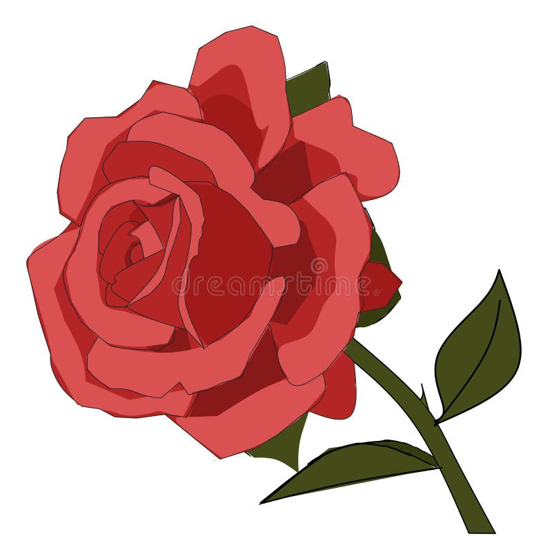 A Red Rose with Thorny Stems. Cartoon Illustration Stock Illustration ...
