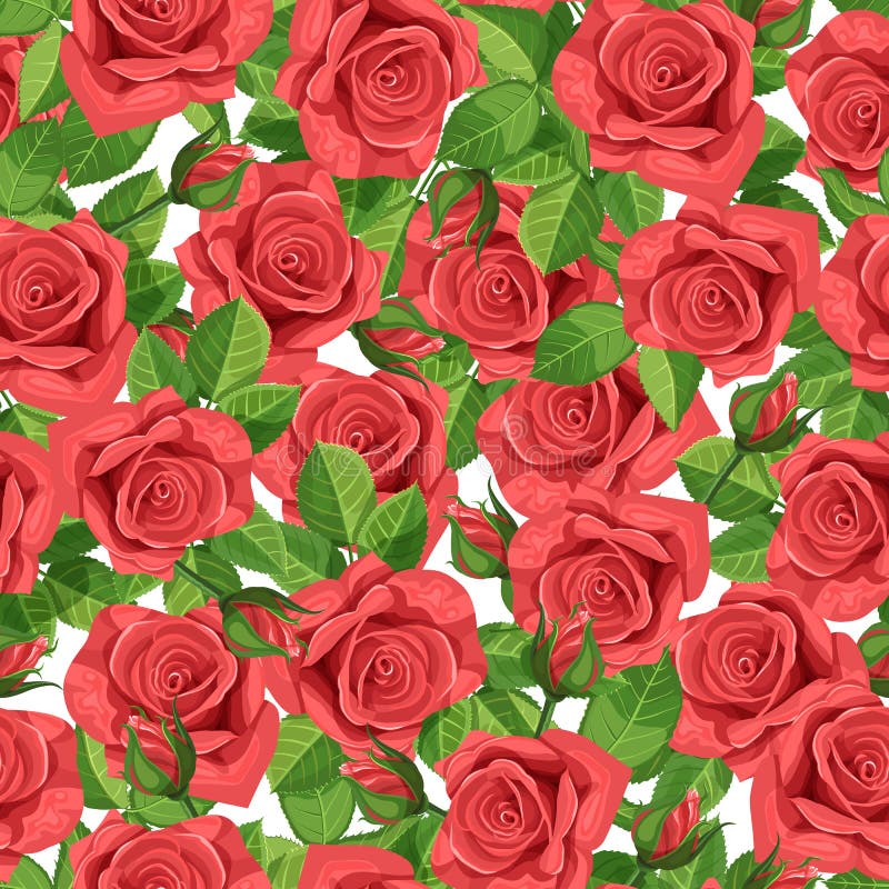 Red Rose Vector Illustration Seamless Background. Stock Vector ...