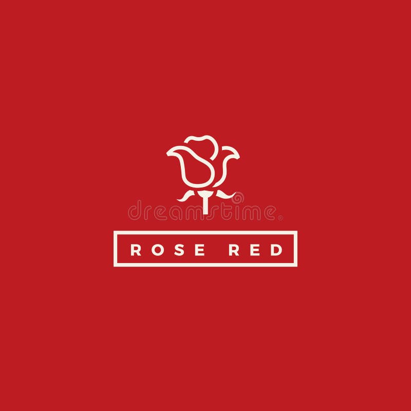 Red Rose Vector Stylish Logo. Floral Line Logotype Stock Vector ...