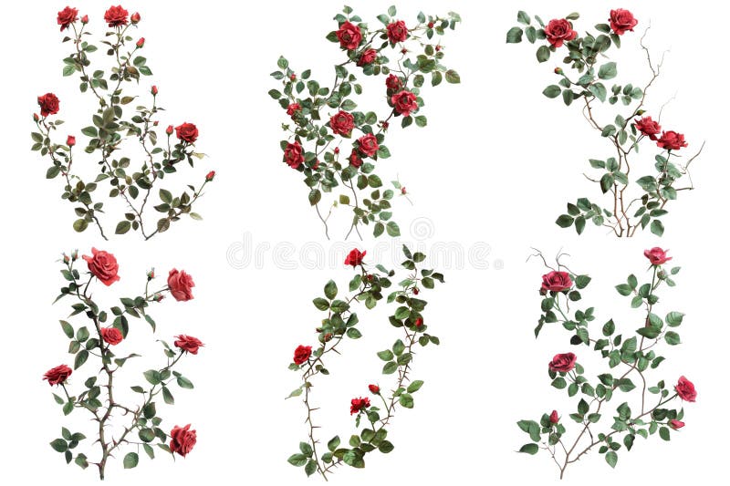 Red Rose Vines with Green Leaves and Abstract Backgrounds Stock Photo ...