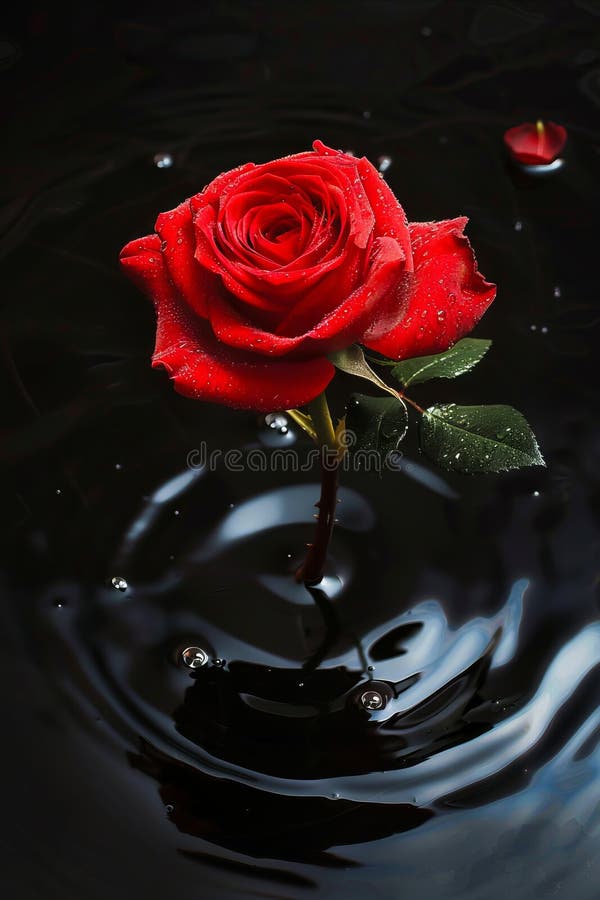 A red rose in the water stock photo. Image of petal - 326233582