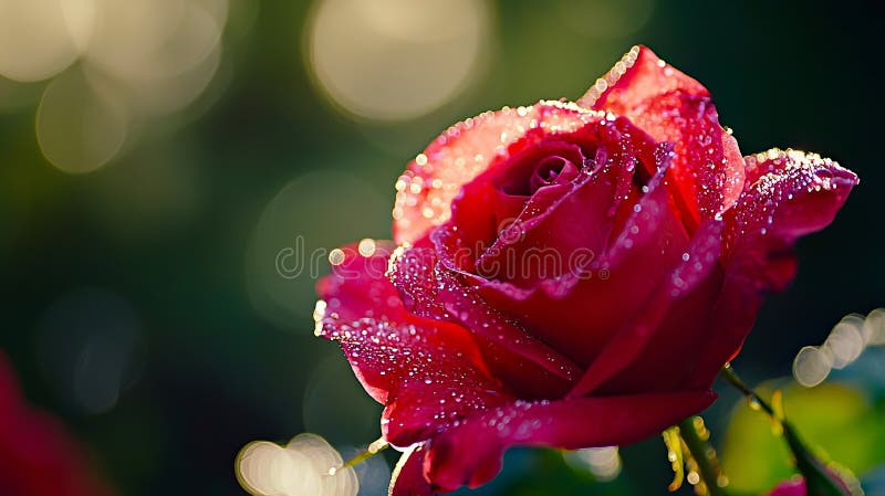 A Red Rose with Water Droplets on it Stock Photo - Image of peaceful ...