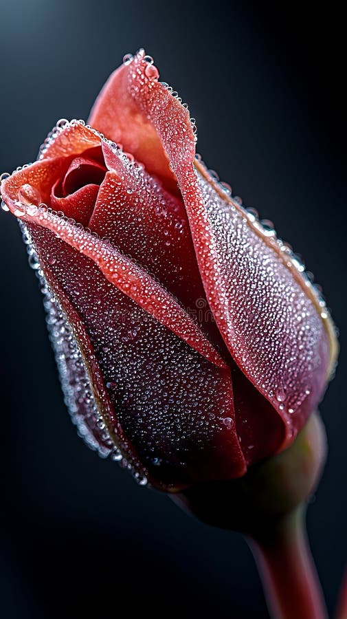 A Red Rose with Water Droplets on it Stock Photo - Image of small ...