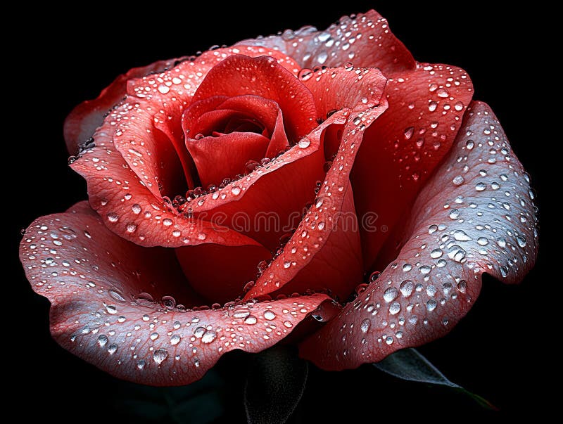 A Red Rose with Water Droplets on it Stock Photo - Image of small ...