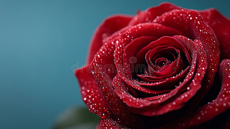 A Red Rose with Water Droplets on it Stock Photo - Image of small ...