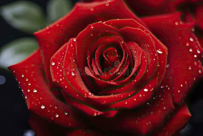 Red Rose with Water Droplets Red Rose Closeup Red Rose with Water Drops ...