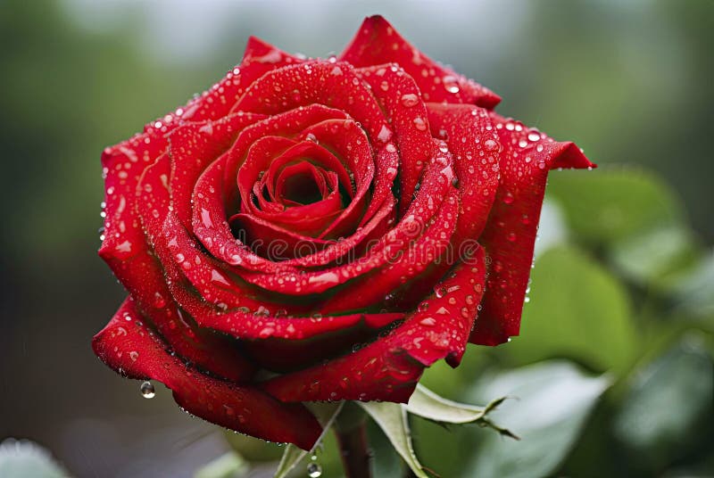 Red Rose with Water Droplets Wet Red Rose Red Rose with Water Drops ...