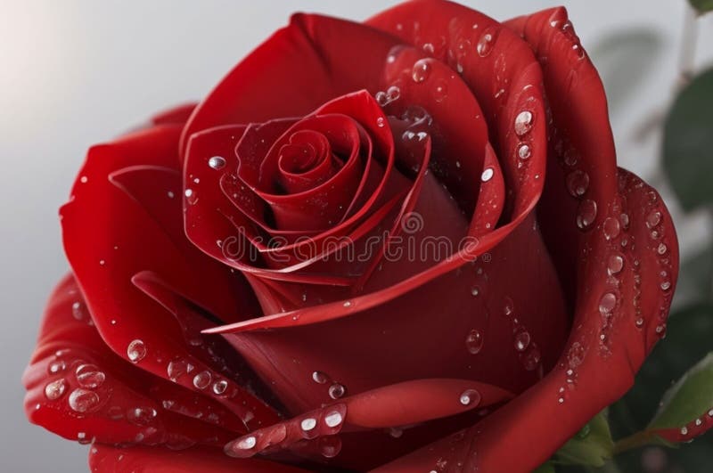 Red Rose with Water Drops on the Flower Stock Illustration ...
