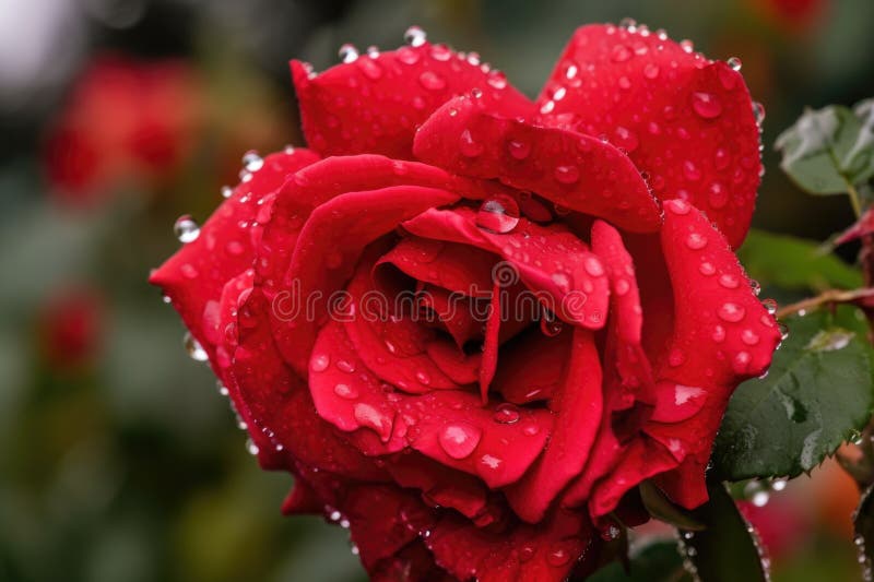 Red Rose Waterfall, with Droplets of Water Falling from Petals Stock ...