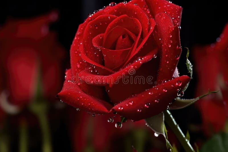Red Rose Waterfall, with Droplets of Water Falling from Petals Stock ...