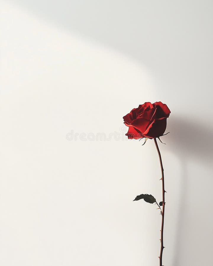 Red Rose on a White Background. Blank Space for Text Stock Illustration ...