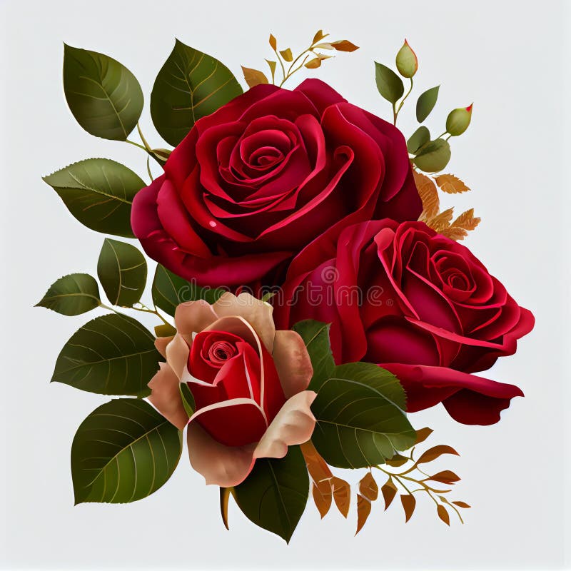 Red Rose on White Background, Floral Pattern - AI Generated Image Stock ...