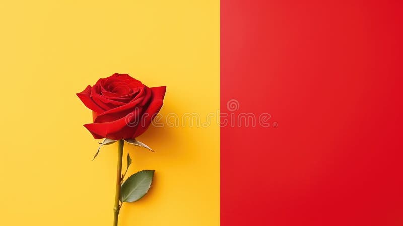Red Rose on a Yellow Background. Generative AI Stock Illustration ...