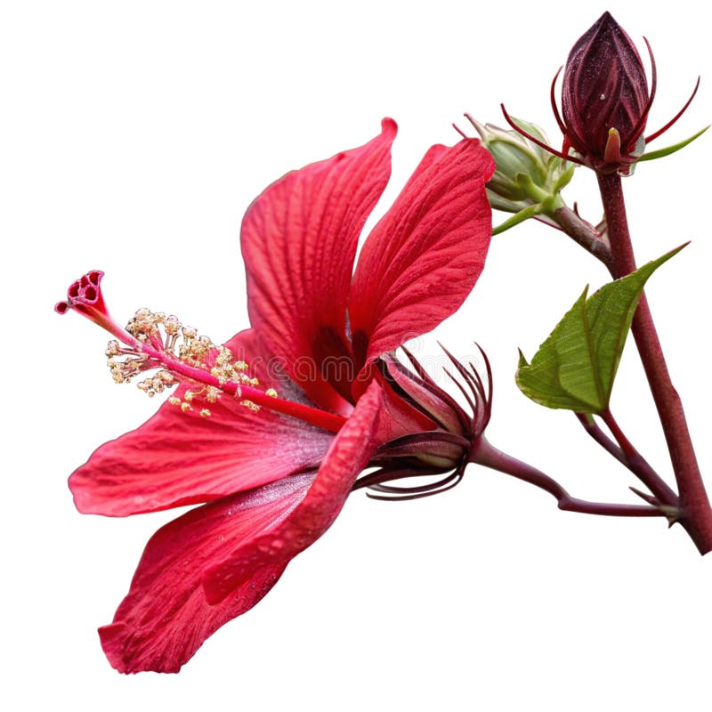 A Red Roselle Hibiscus Flowers Stock Illustration - Illustration of ...