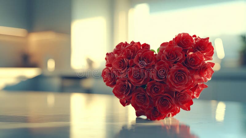 Red Roses Arranged in a Heart Shape Stock Illustration - Illustration ...
