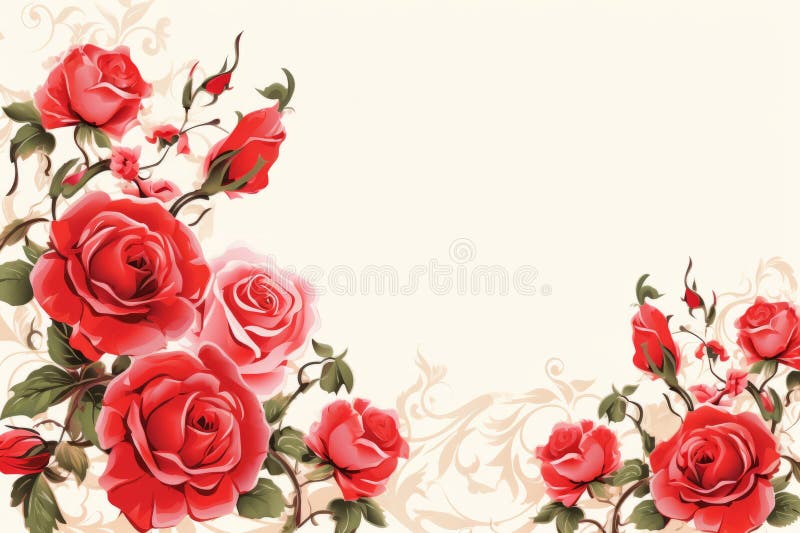 Red Roses on a Beige Background Stock Illustration - Illustration of ...