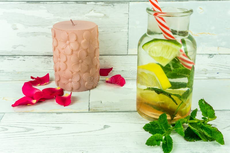 Red Roses with a Bio Lemonade Stock Photo - Image of thai, white: 92351522