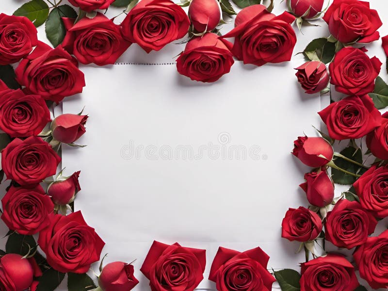 Red roses with blank card stock illustration. Illustration of birthday ...