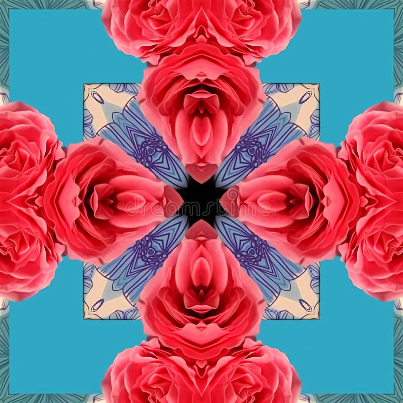 Red Roses on a Blue Background Stock Illustration - Illustration of ...