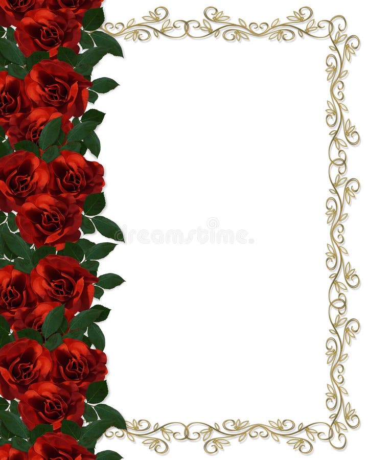 Valentine Red and White Roses Border Stock Illustration - Illustration ...