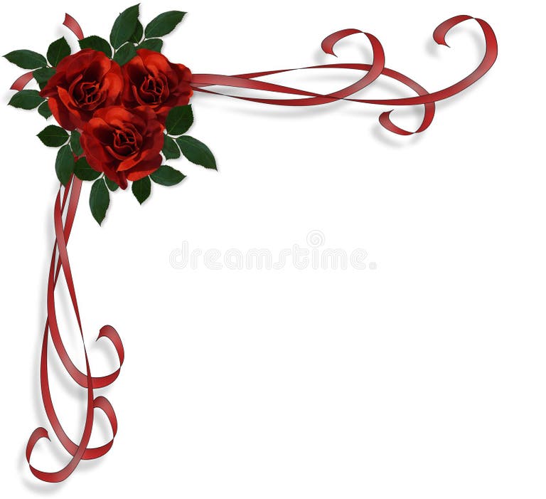 Red Roses Border Wedding Invitation Stock Illustration - Illustration ...