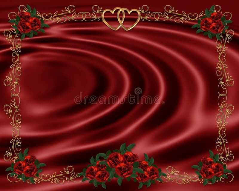 Red Roses Border Wedding Invitation Stock Illustration - Illustration ...