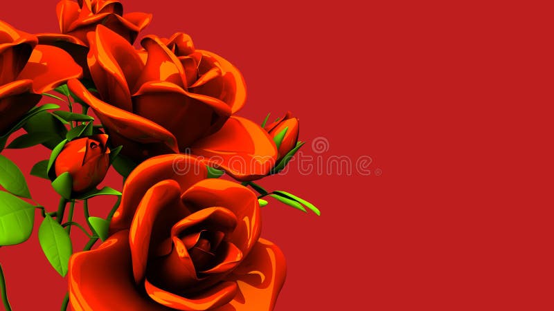 Red Roses Bouquet on Red Text Space Stock Illustration - Illustration ...