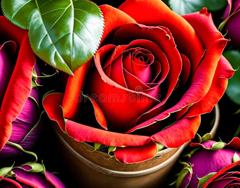 Red Roses Close Up. View from Above Stock Illustration - Illustration ...