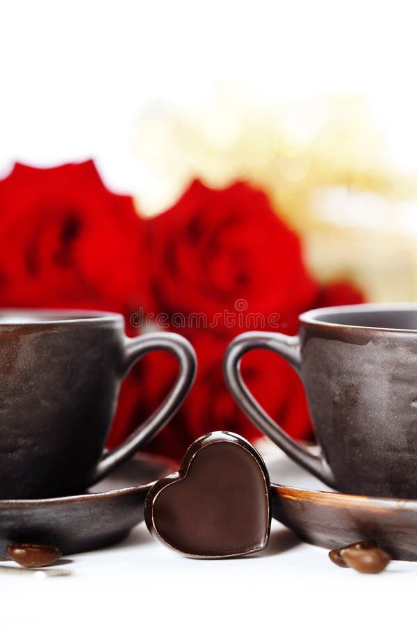 Coffee and Red Roses stock image. Image of romantic, dessert - 23212263